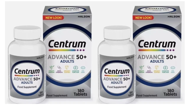 2 X BOXES Centrum Advance 50 + Multivitamin Supplement. 180 Tablets per ...