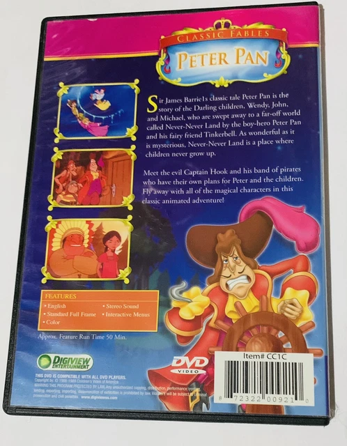 PETER PAN DVD 1989 Classic Fables Full Frame $3.99 - PicClick CA