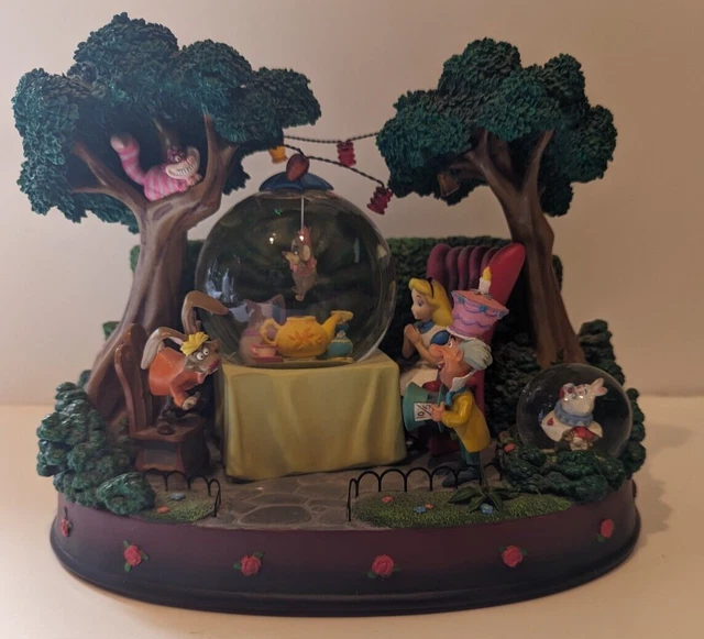 DISNEY STORE ALICE In Wonderland Mad Hatter Tea Party Snowglobe Music ...