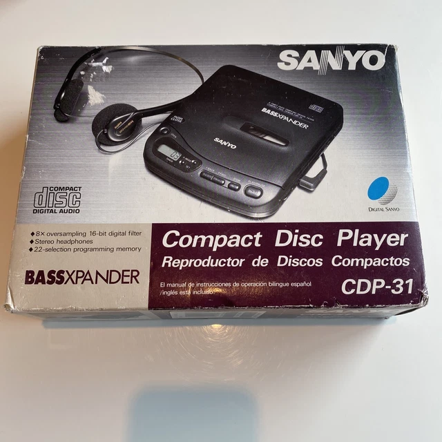 VINTAGE SANYO COMPACT Disc Portable CD Player CDP-31 + BassXpander ...