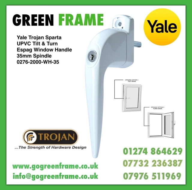 YALE TROJAN SPARTA Tilt & Turn UPVC Window Handle 35mm Spindle 0276 ...