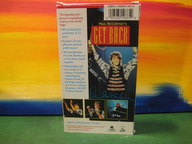 PAUL MCCARTNEY GET Back Concert Tour Performances Movie VHS Tape £5.96 ...