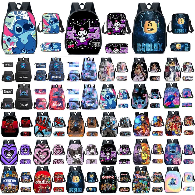 3PCS SET KUROMI Stitch Roblox Backpack Rucksack With Lunch Bag and ...