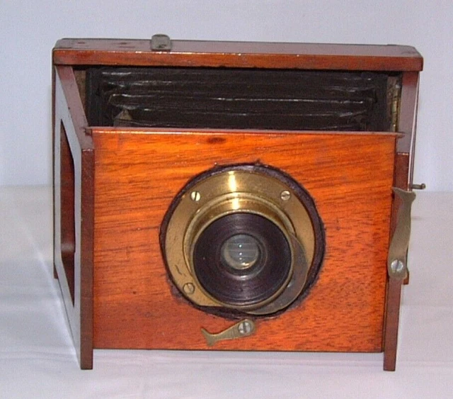 ANTIQUE QUARTER PLATE Shew Eclipse Type c1885 Mahogany + Wray brass ...