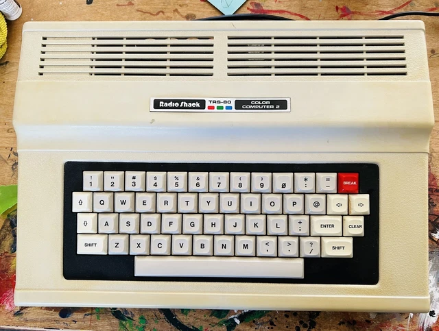 RADIO SHACK TRS-80 Color Computer 2, WORKS, joystick, Cables, ORIGINAL ...