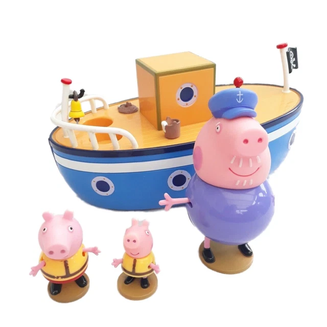 PEPPA PIG GRANDPA Pig's Pirate Ship + Grandpa,Peppa & George Figures £9 ...