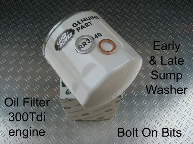 GENUINE LAND ROVER Defender 300Tdi Oil Filter & Sump Plug Washer 1994 ...