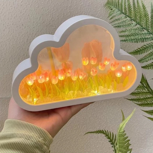 CLOUD TULIP NIGHT Light DIY Material Pack Handmade Mirror Flower Lamp ...