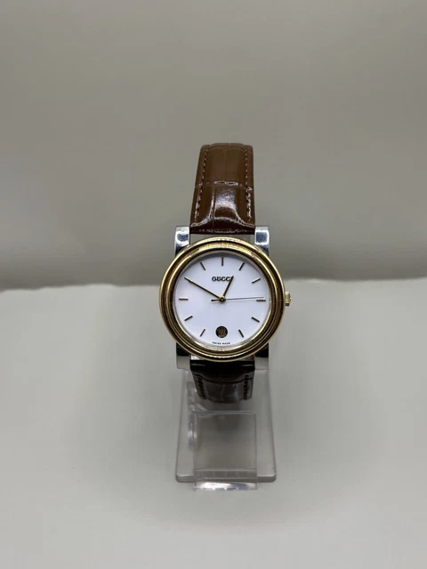 GUCCI MEN'S GOLD Tone Quartz With New Battery And Replacement Strap £76 ...