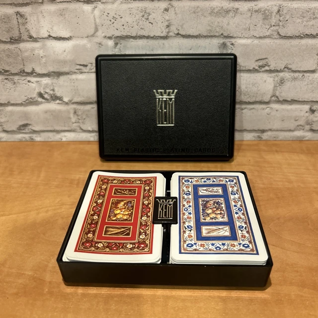 VINTAGE KEM PLASTIC Coated Playing Cards Double Cornucopia HARVEST £18. ...