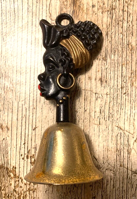 VINTAGE BRASS AND Cast Metal African Woman Hand Bell English Made 1950s ...