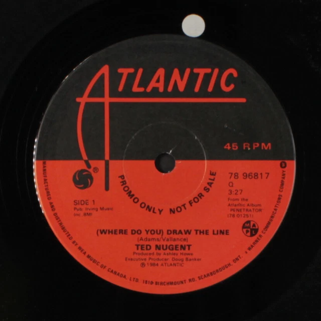 TED NUGENT: WHERE do you draw the line Atlantic 7" singolo 45 giri ...