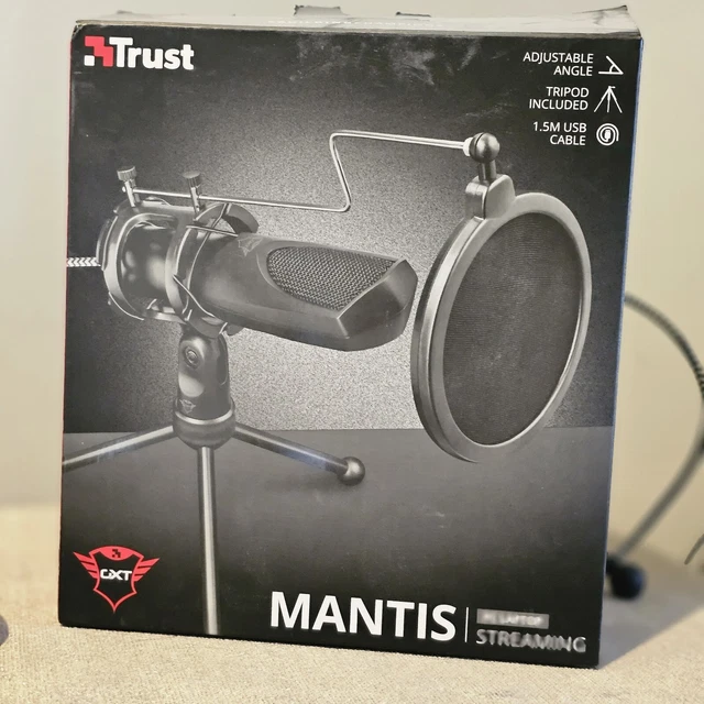 TRUST MANTIS TST 232 USB Microphone Streaming Gaming W/ Stand & Braided ...