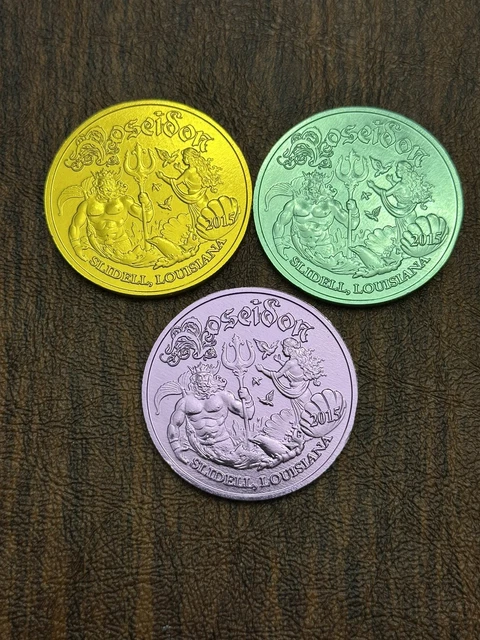 2025 POSEIDON 10TH Anniversary Set Of 3 Doubloons- Mardi Gras Krewe ...