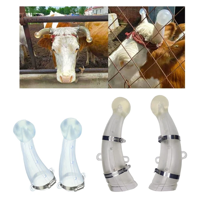 2 PIECES CATTLE Cow Horn Covers Silicone Cow Horn Protectors Easy to ...