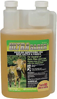 ULTRA SABER INSECTICIDE Pour-On Beef Cattle Calves 30 oz Horn Flies ...