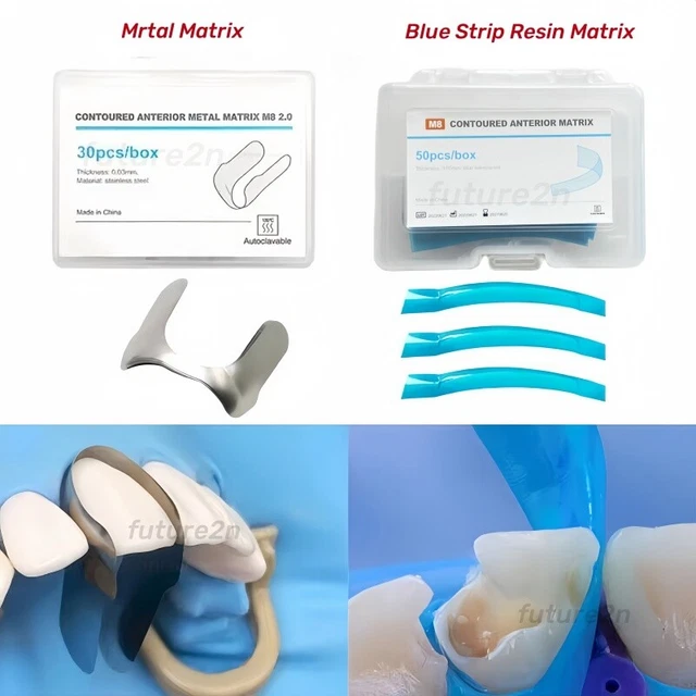 DENTAL CONTOURED ANTERIOR Matrix Blue Strip Matrix Anterior Twin Metal ...