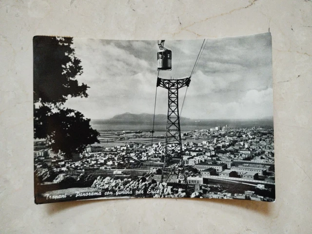 TRAPANI LA FUNIVIA che porta ad Erice panoramica cartolina postcard ak ...