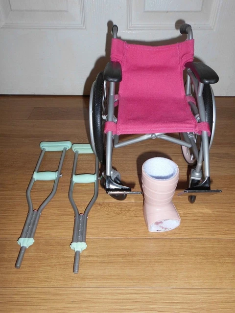 OUR GENERATION PINK Wheelchair Crutches & Leg Plaster Cast *Ex Cond* £ ...
