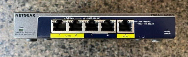 NETGEAR GS105PE PROSAFE 1000Mbps 5-Port Ethernet POE Switch $50.00 ...