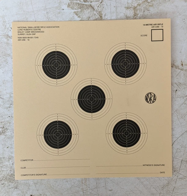 NSRA 10M AIR Rifle Targets x 50 (air 3/89-18) £14.13 - PicClick UK