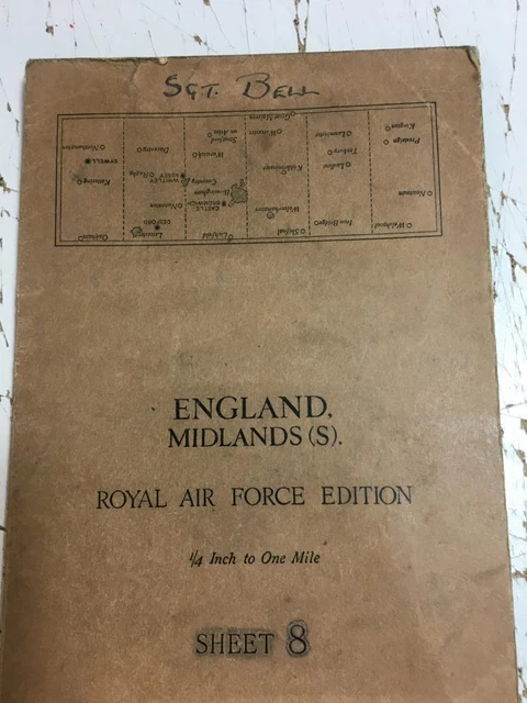 1937 SGT BELL RAF Map Original WW2 pilots chart /Map England Midlands ...