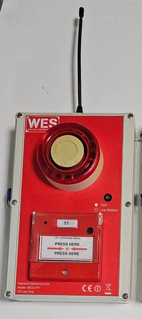 WES WIRELESS BATTERY operated Fire Alarm System WES FP1 Call Point £40. ...