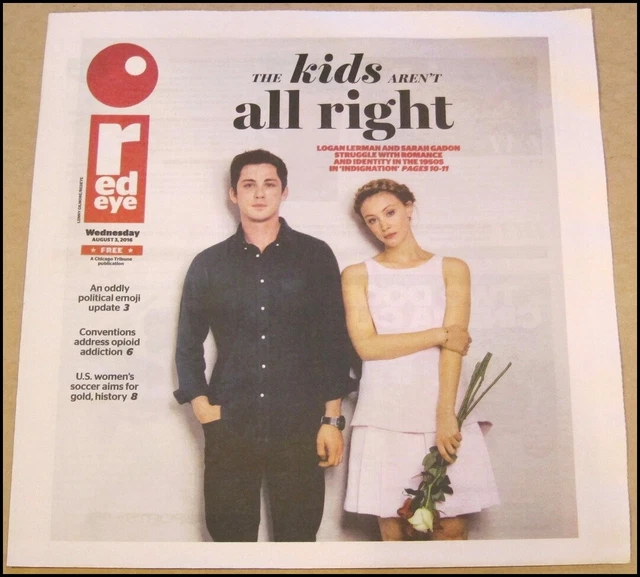832016 Red Eye Chicago Newspaper Indignation Logan Lerman Sarah Gadon £1054 Picclick Uk