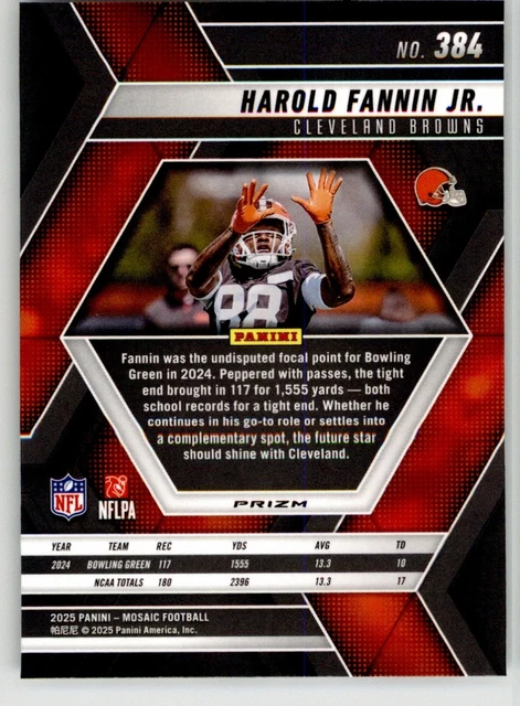 HAROLD FANNIN JR. 2025 Panini Mosaic Mosaic 384 Cleveland Browns Rookie ...