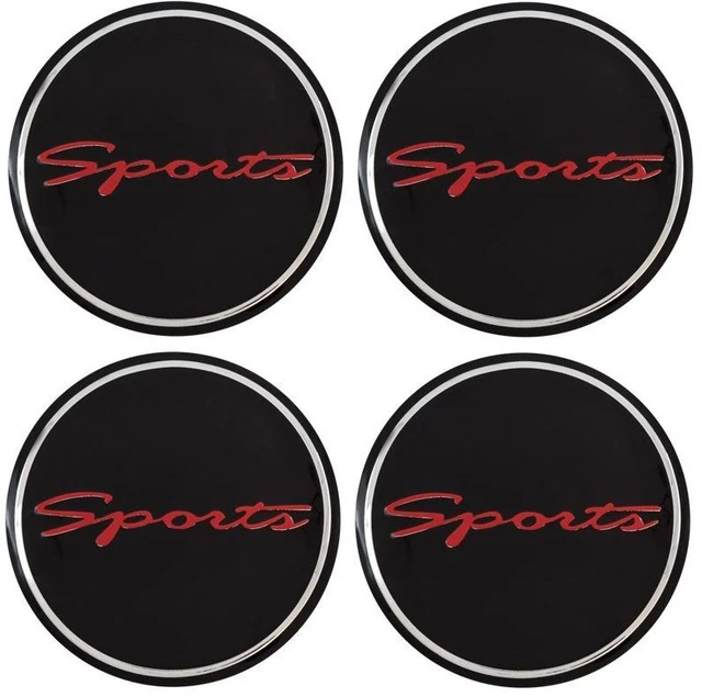 BLACK 4X56MM SPORTS Wheel Center Stickers Hub Stickers Rim Stickers ...