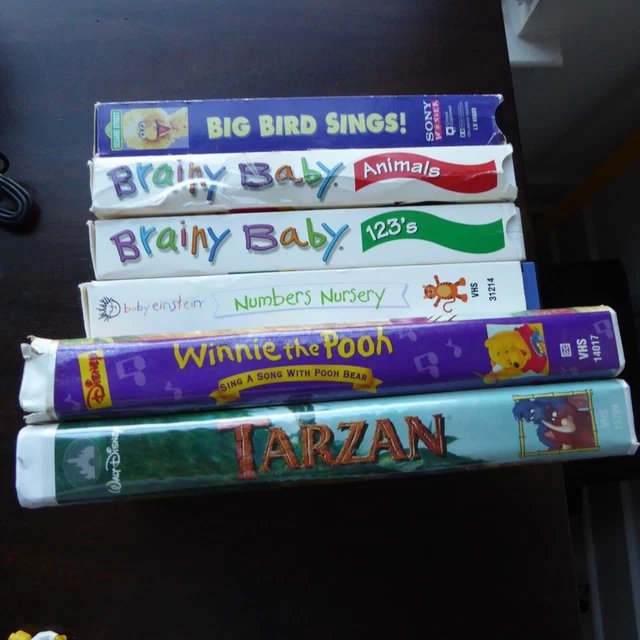 6 CHILDREN BABY VHS Tapes - Brainy Baby, Big Bird, Einstein, Tarzan ...