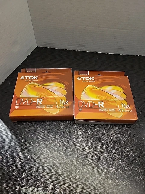 2PK TDK DVD-R Recordable Media 1-16X 120MIN 4.7GB 10 Pack Read ...