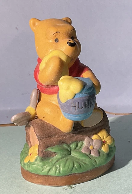 DISNEY WINNIE THE Pooh Sitting On Log Porcelain Figure Figurine ...