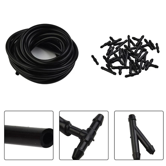 5M WINDSCREEN WIPER Washer Jet Tube Pipe Hose Black & Connectors For ...