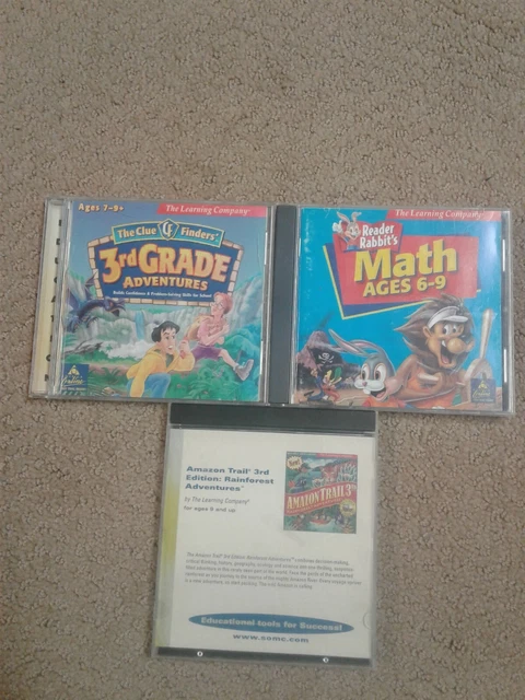 LOT OF 3 READER RABBIT MATH AGES 6-9 /3rd GRADE CLUE FINDERS/AMAZON ...