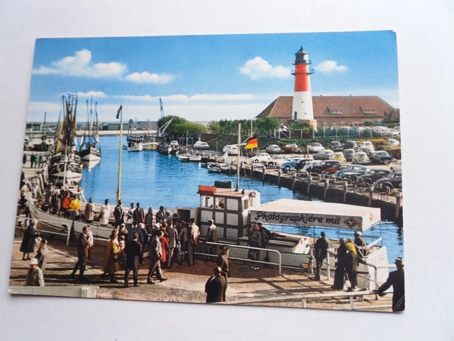 AK BÜSUM HAFEN Leuchtturm Boot Schiff Kutter 1965 Auto VW Käfer DKW ...