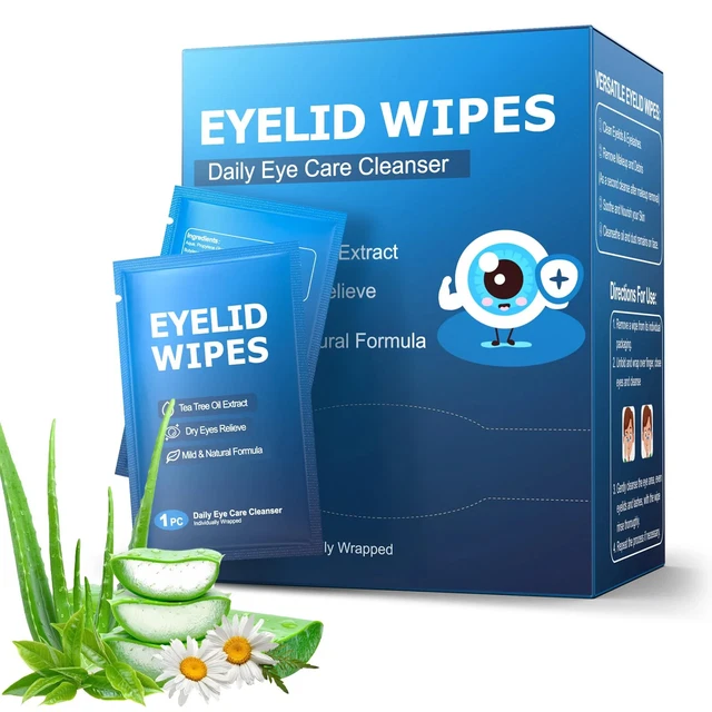 60PCS TEA TREE Oil Eyelid Wipes for Blepharitis, Dry, Itchy & Stye Eyes ...