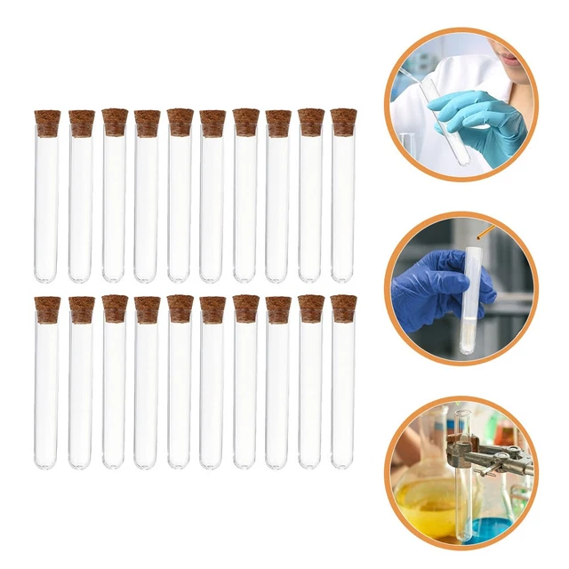 50 PCS TEST Tube with Lid Tubes for Storage Bath Salt Plastic Clear ...