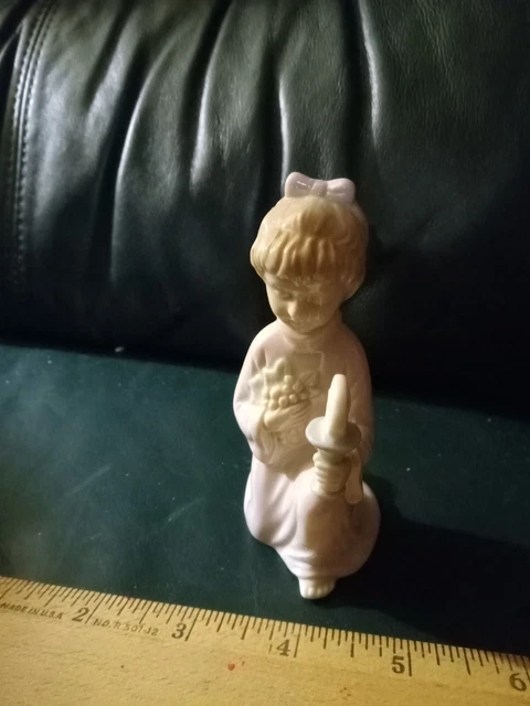 PORCELAIN CERAMIC FIGURINE figure little girl praying 1st communion ...