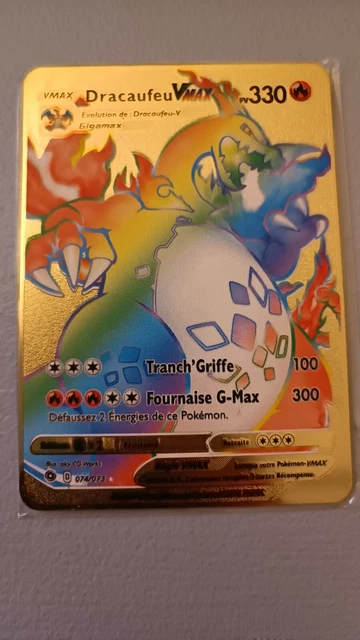 GOLD METAL POKEMON Card - Fire Dracaufeu Vmax Rainbow - French £8.36 ...