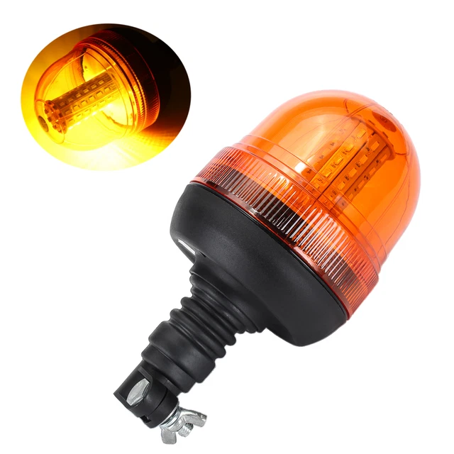 LED ROTATING FLASHING Beacon DIN Pole Mount Tractor Warning Light 12V ...