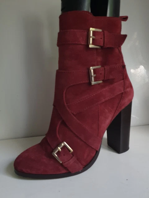 TOPSHOP DESIGNER UK 5 Eu 38 Womens Burgundy Suede Leather High Heels ...