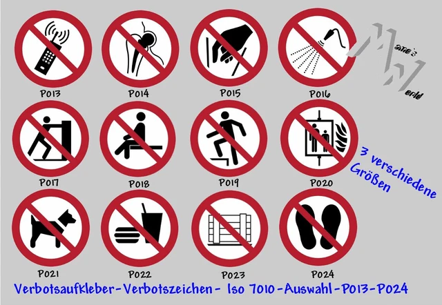 AUFKLEBER - VERBOTSAUFKLEBER - Verbotszeichen- Iso 7010- zur Auswahl ...