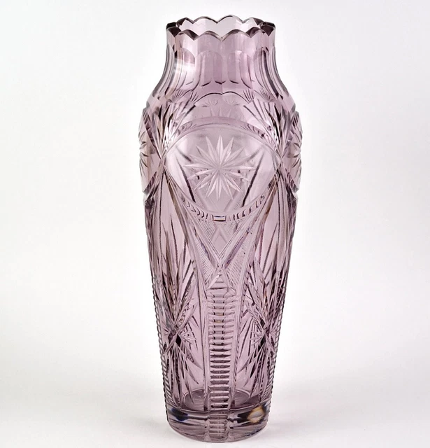 XL VERRE CRISTAL Vase ,Mauve, Coupé à la Main, Um 1900 R230 EUR 296,47 ...