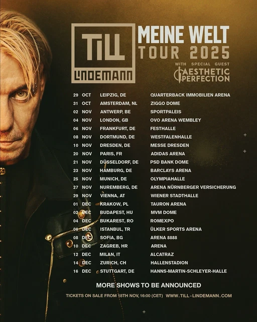 TILL LINDEMANN TICKET Stehplatz Innenraum Nürnberg 27.11.2025 (Digital ...