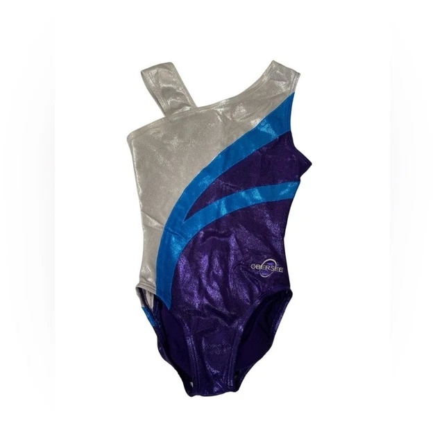 OBERSEE GIRLS METALLIC Gymnastics Leotard Purple Blue Silver One ...