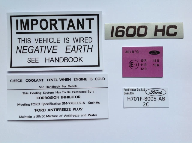 FORD ESCORT MK2 1600 GL bonnet engine bay decal sticker set £12.99 ...