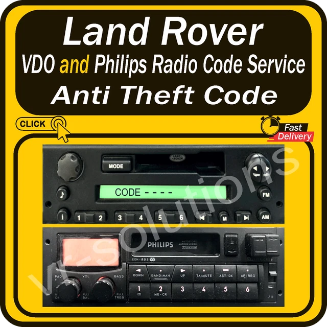 LAND ROVER PHILIPS VDO Radio Code Unlock stereo Freelander Discovery £ ...