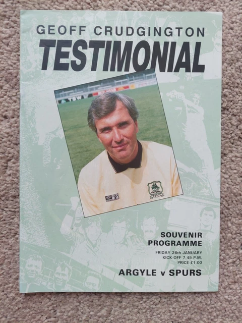 GEOFF CRUDGINGTON TESTIMONIAL - 80's Plymouth Argyle vs Tottenham ...