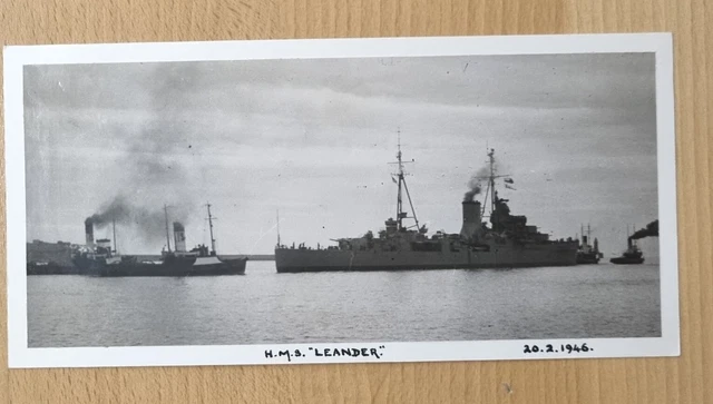 ORIGINAL 1946 PHOTO Royal Navy Cruiser HMS LEANDER 20x9cm £5.99 ...